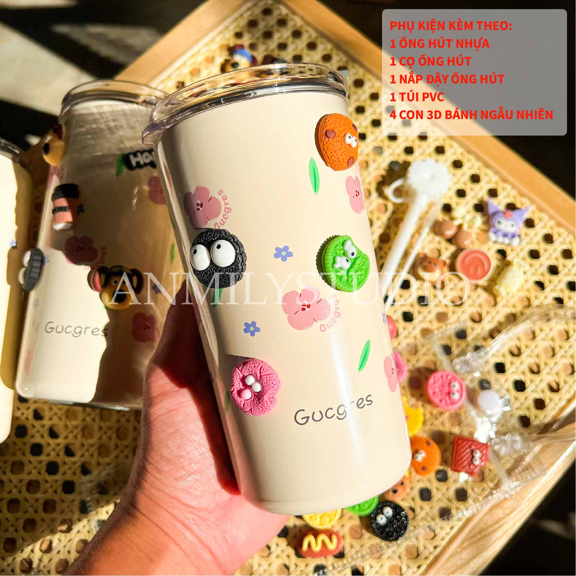 Ly giữ nhiệt GUCGRES 500ml hoa anh đào cute vật liệu sus316 an toàn có ...