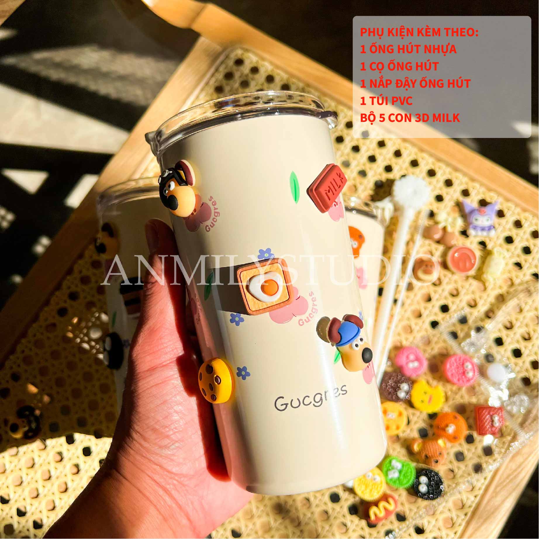 Ly giữ nhiệt GUCGRES 500ml hoa anh đào cute vật liệu sus316 an toàn có ...