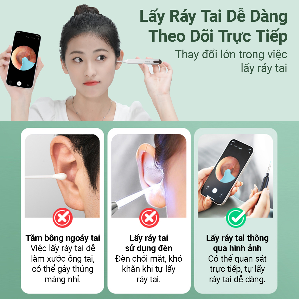 Dụng Cụ Lấy Ráy Tai Camera Bebird XLife X1 / Bebird R1 Camera Soi Tai ...