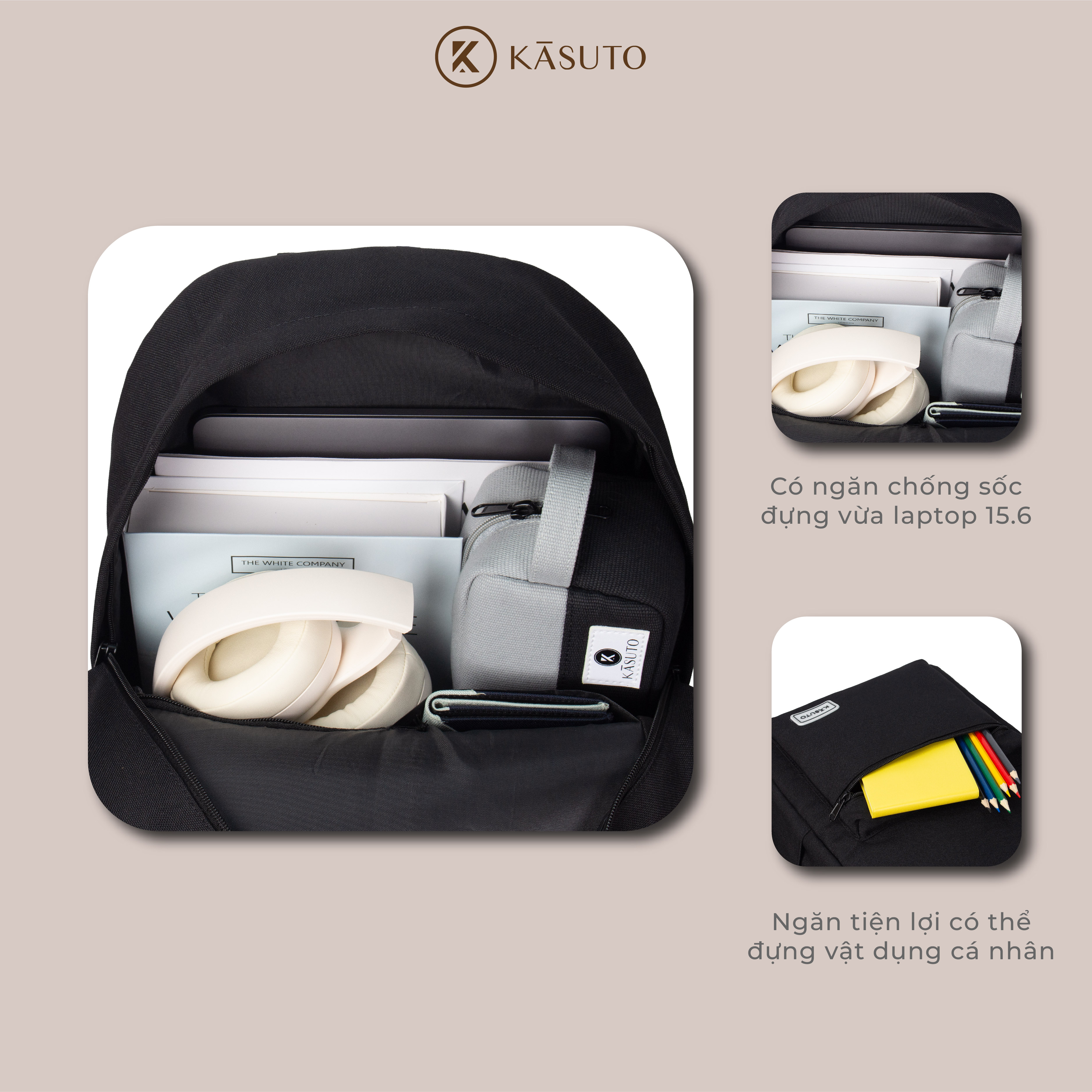 Balo đi học Nam Nữ KASUTO BRAND Basic Backpack B2 Nhiều Ngăn Đựng ...