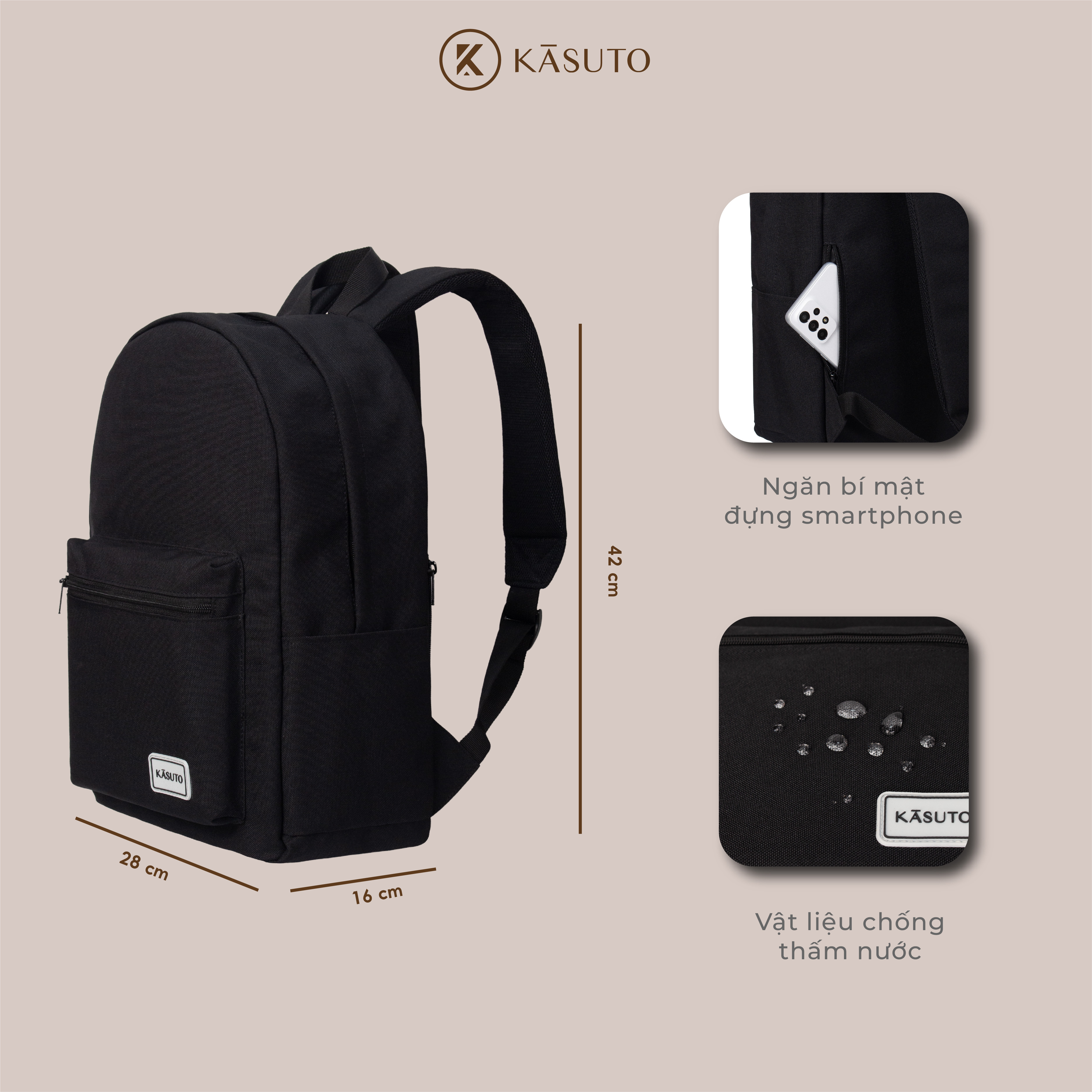 Balo đi học Nam Nữ KASUTO BRAND Basic Backpack B2 Nhiều Ngăn Đựng ...