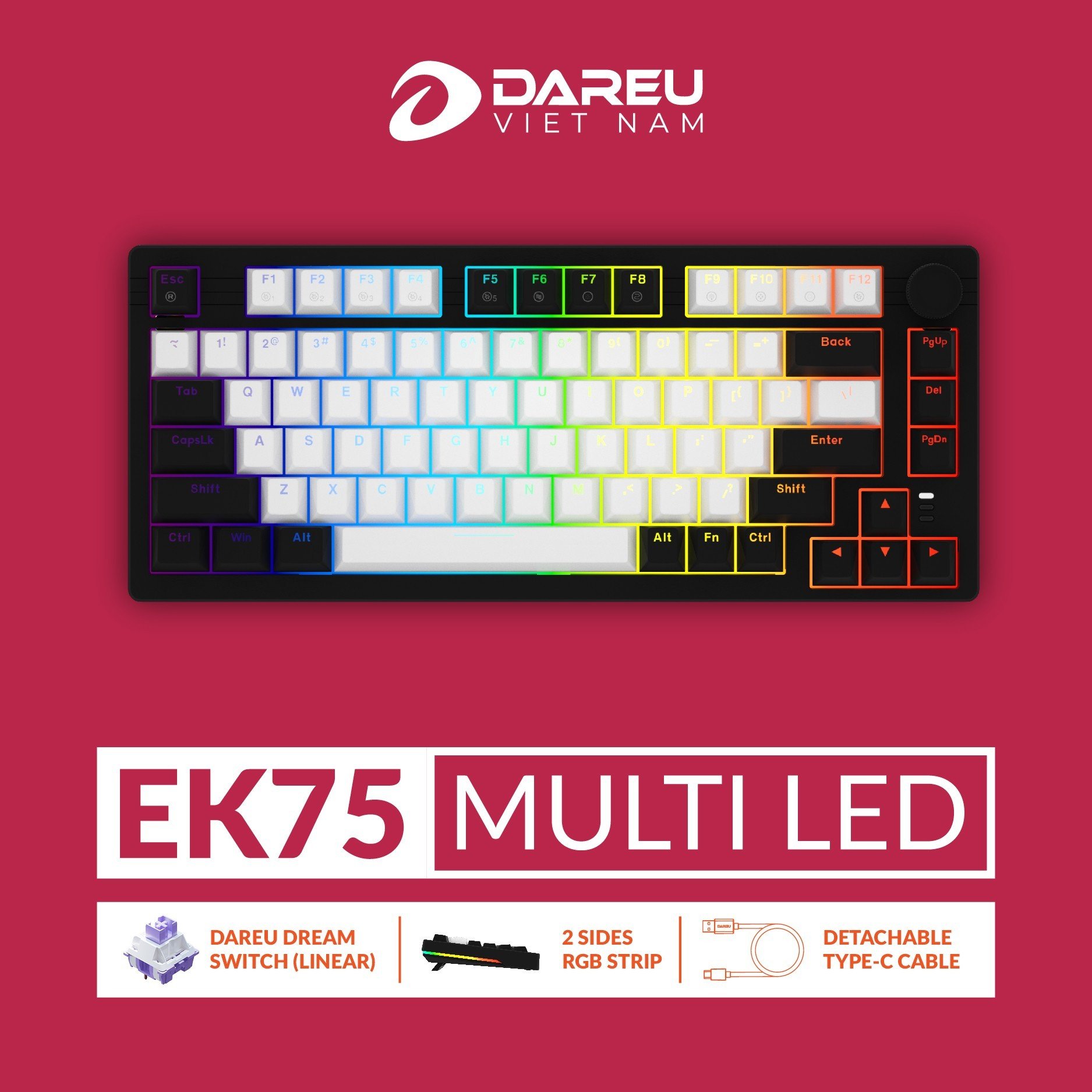 EK75 - Bàn phím cơ DAREU EK75 / EK75 PRO (3 Mode, Gasket Mount, Led RGB ...