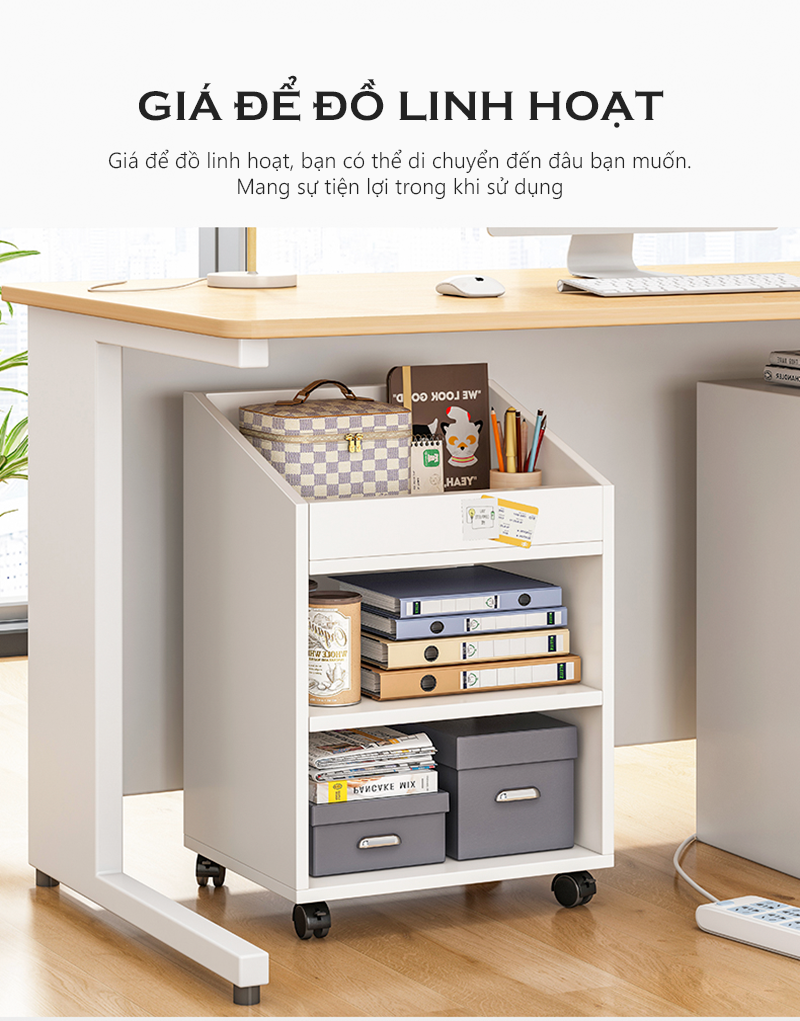 Kệ gỗ để đồ đa tầng Monoka có bánh xe thông minh - GP190 | Shopee Việt Nam