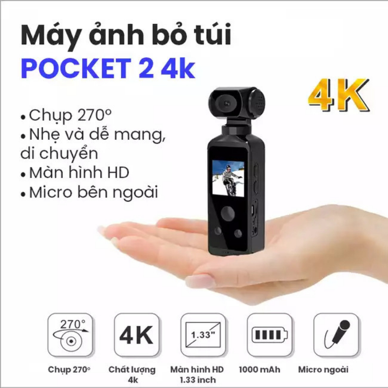 Camera Gopro Pocket mini, Máy quay cầm tay 4K đa chức năng, Máy ảnh ...