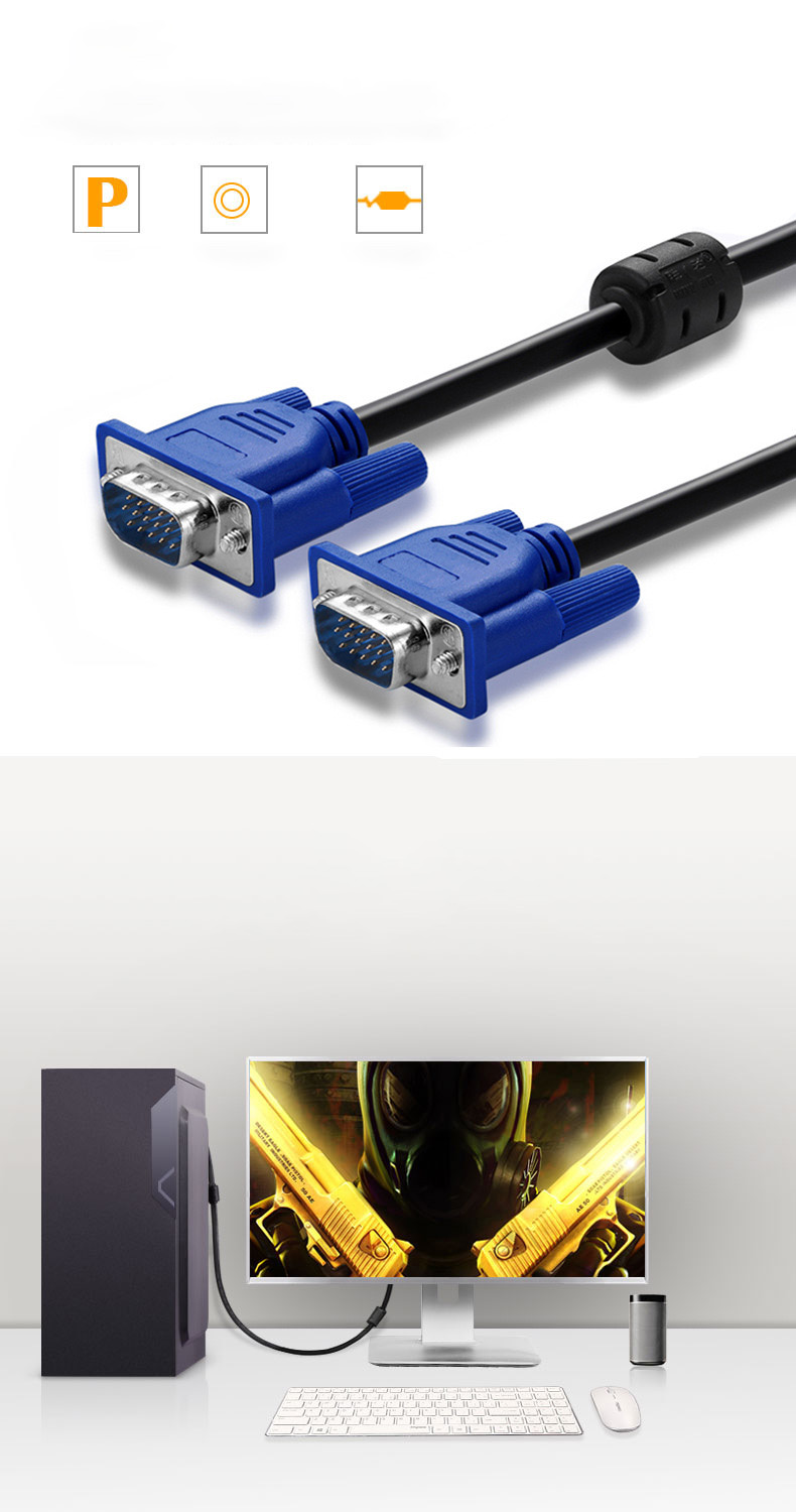 Dây Cáp VGA 3+2 Dài 1.5M/3M Đen VGA to VGA Kết Nối 2 Đầu Đực Dây Nối ...