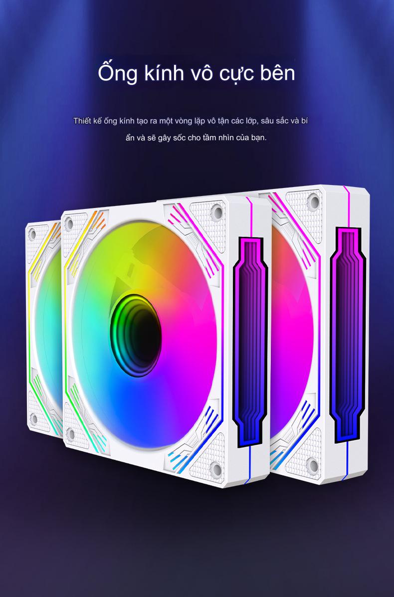 Quạt tản nhiệt, Fan Led ARGB RGB vô cực - Phiên bản gió thổi xuôi và ...