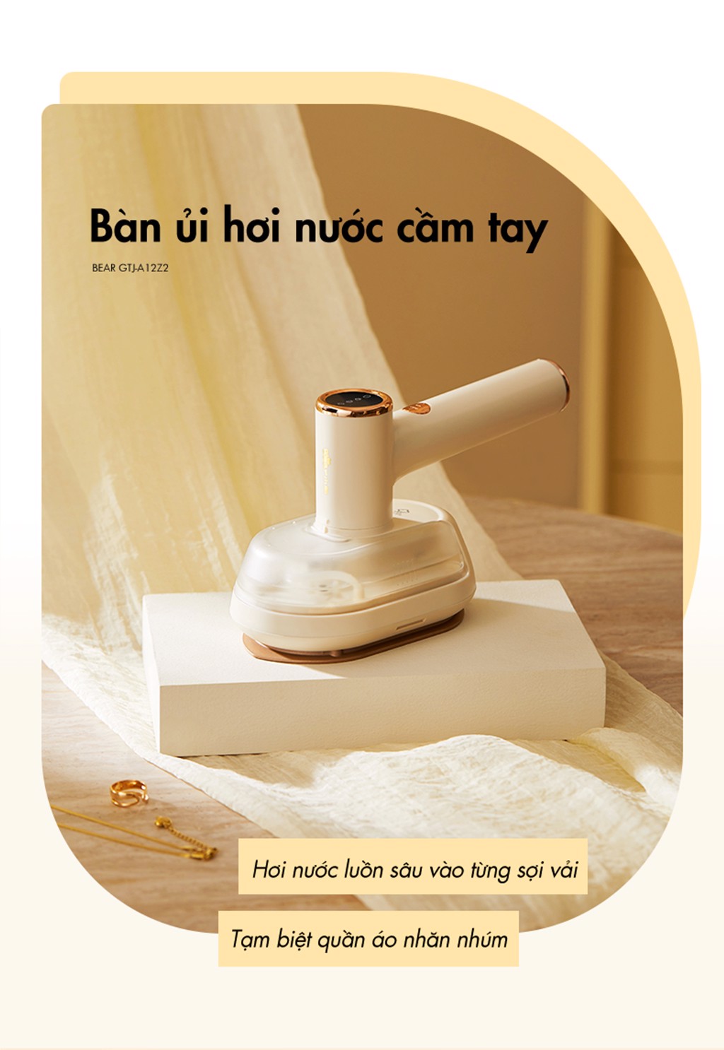 Bàn ủi hơi nước cầm tay Bear GTJ-A12Z2, Bàn là khô/hơi nước quần áo ...