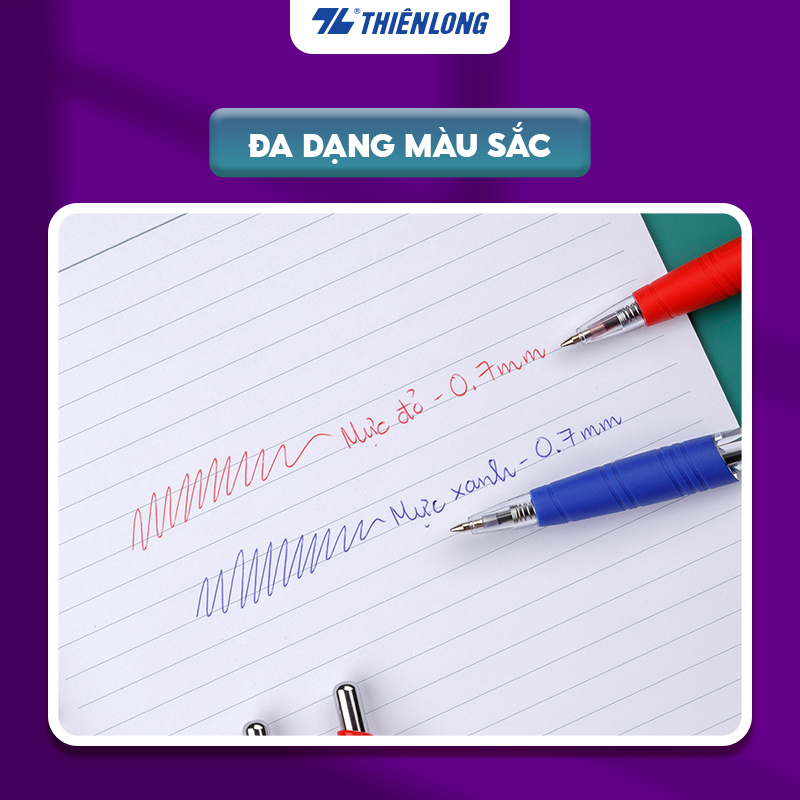 Combo 5/10/20 Bút bi Thiên Long TL-047 0.7mm mực xanh/đỏ/đen thiết kế ...