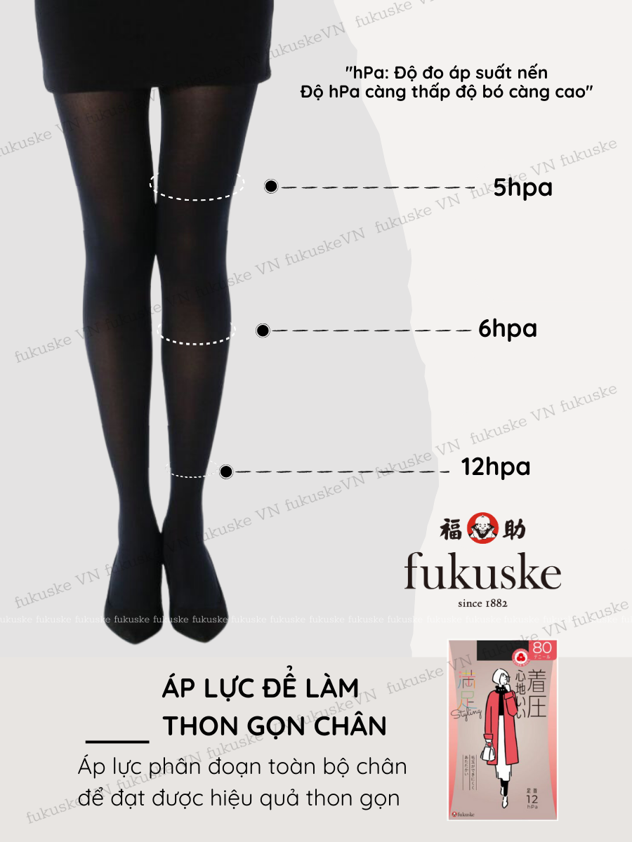Quần tất nữ Nhật Bản Fukuske độ dày 80D giữ nhiệt độ bó 12pHa bó form gọn chân thích hợp dùng ...