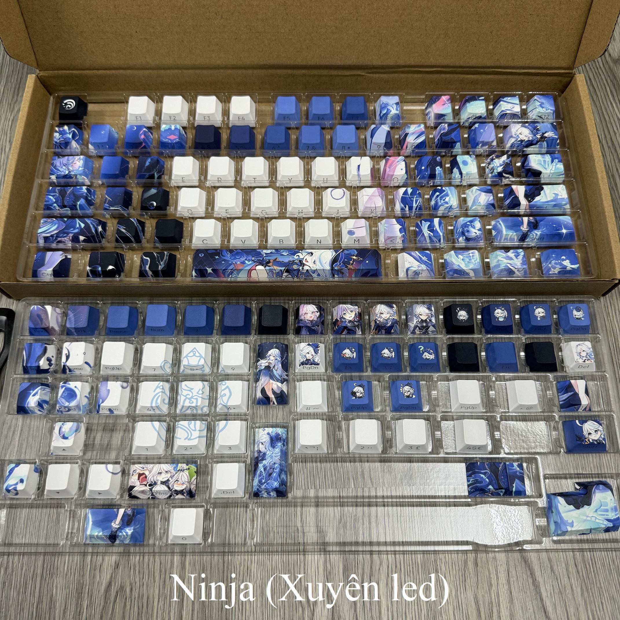 Keycap Genshin Impact Furina Focalors thick PBT xuyên led in dyesub 5 ...