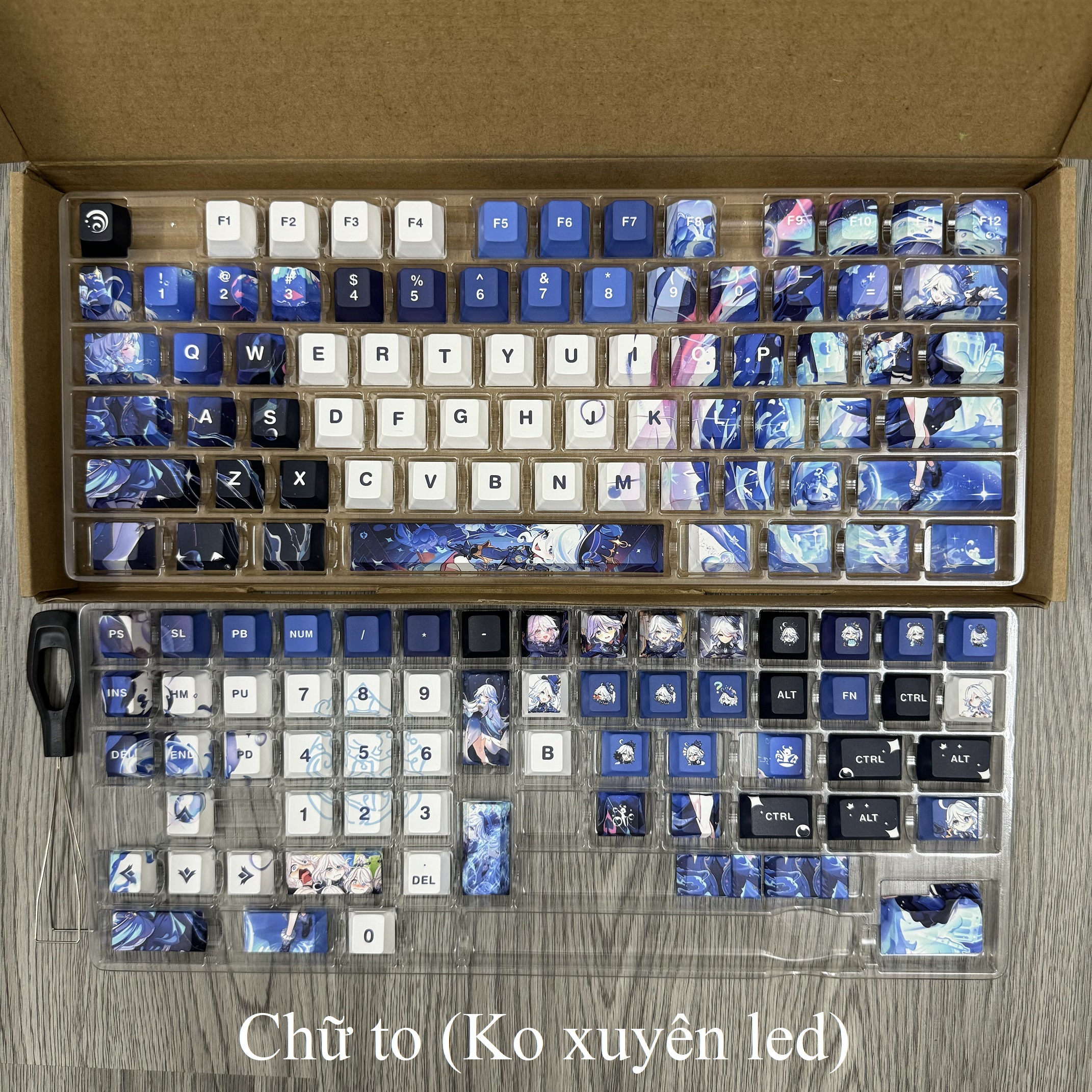Keycap Genshin Impact Furina Focalors thick PBT xuyên led in dyesub 5 ...