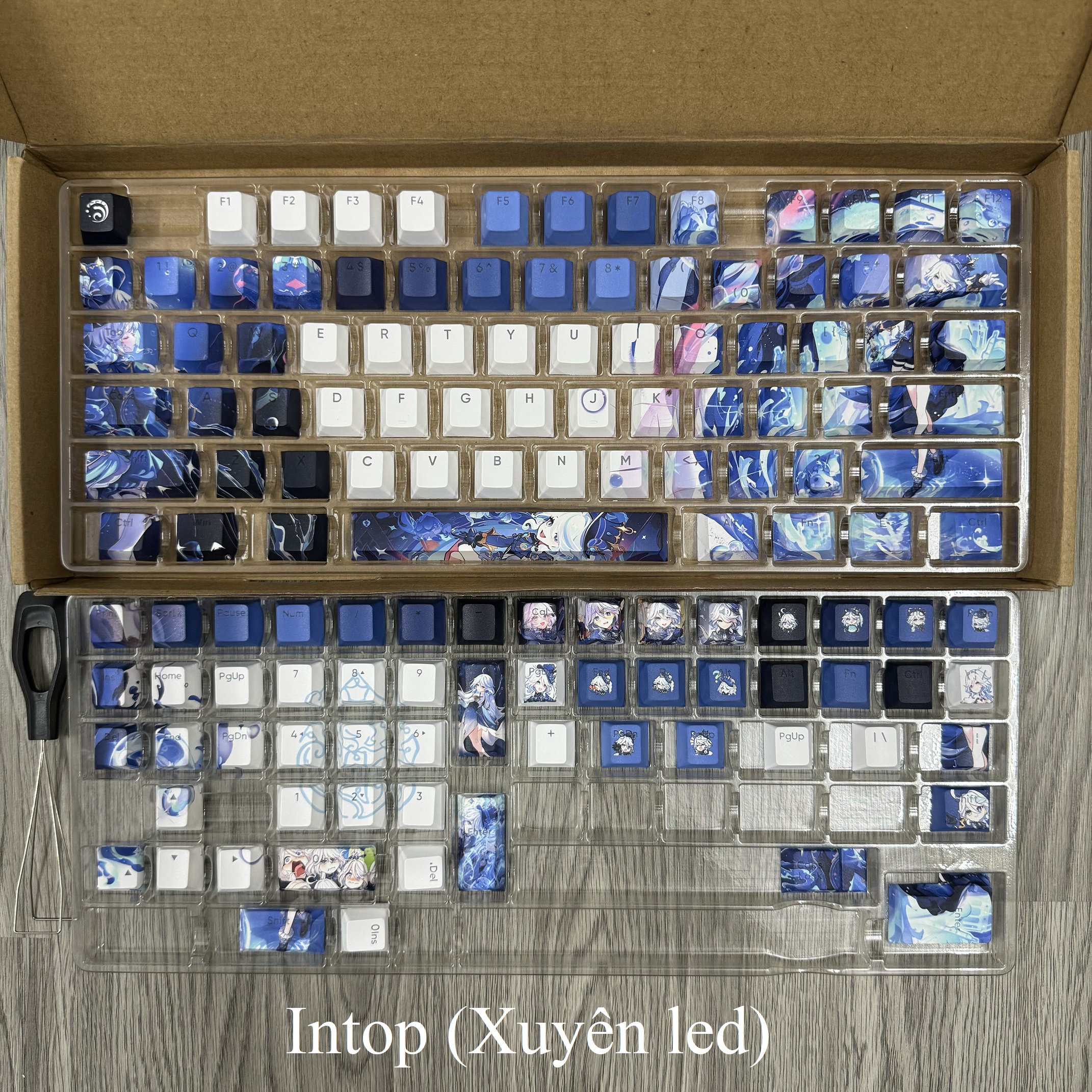 Keycap Genshin Impact Furina Focalors thick PBT xuyên led in dyesub 5 ...