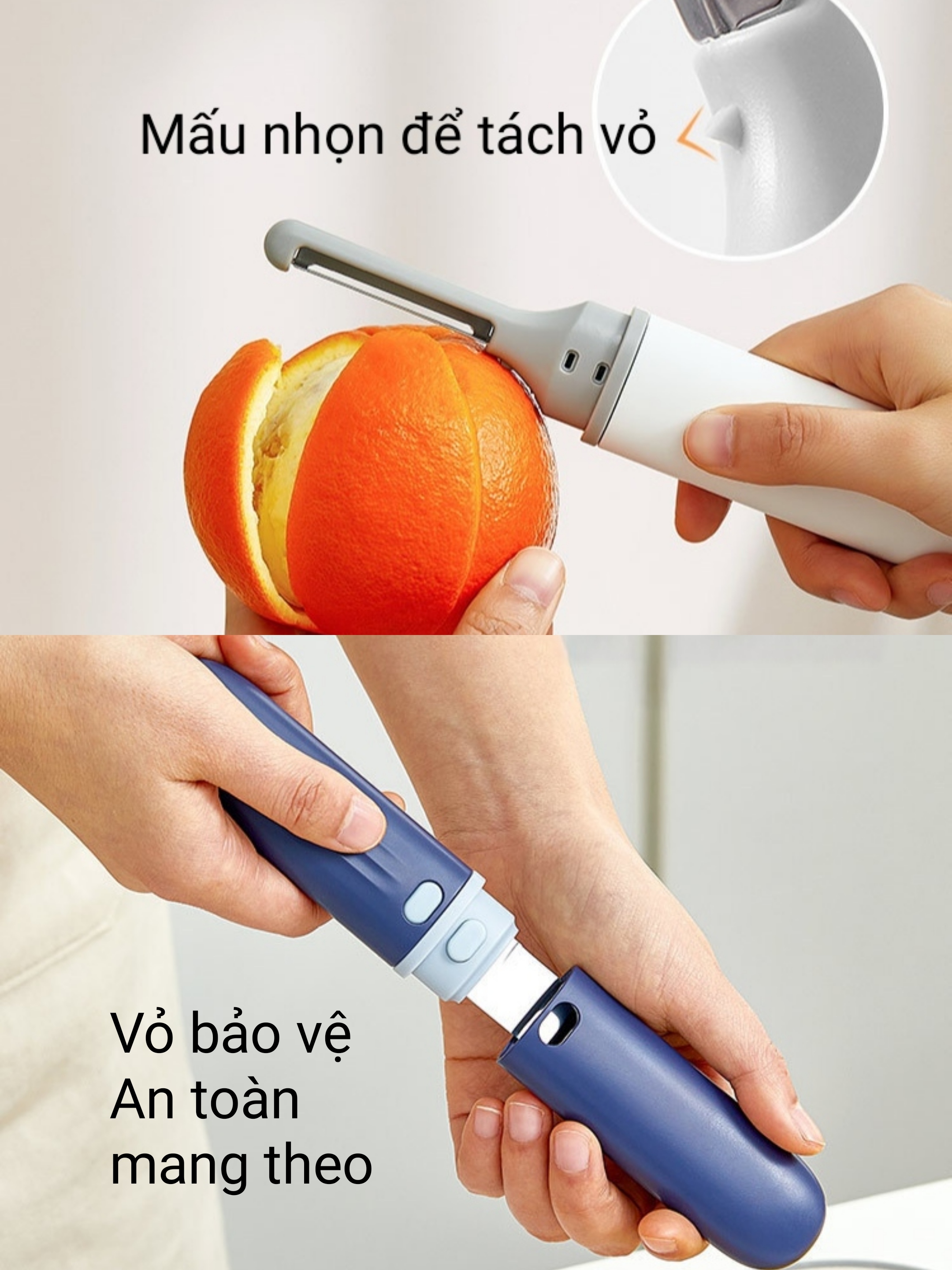 Dao gọt trái cây 2 đầu 3 chức năng, cắt trái cây, gọt và bóc vỏ ...