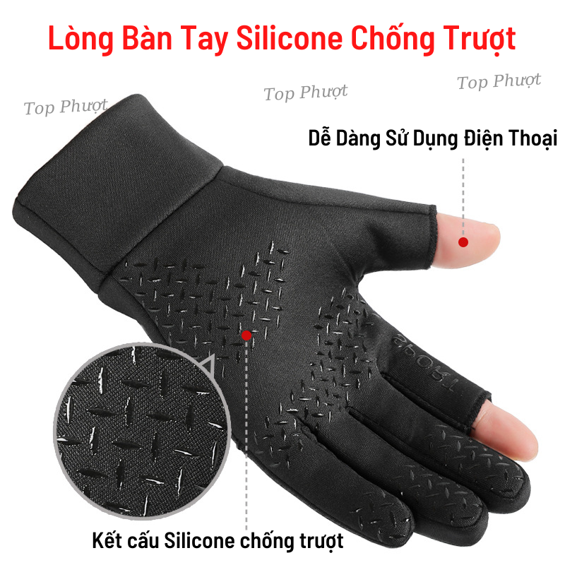Găng tay xe máy chống nước Sport, Bao tay hở 2 ngón đi mùa đông giữ ấm ...