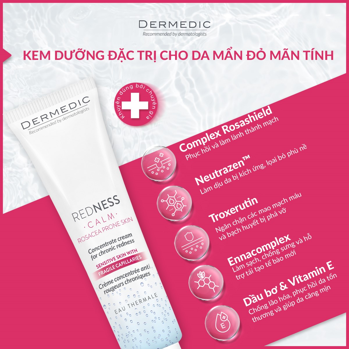 Kem dưỡng Dermedic phục hồi da mỏng yếu nhạy cảm Redness Concentrate ...