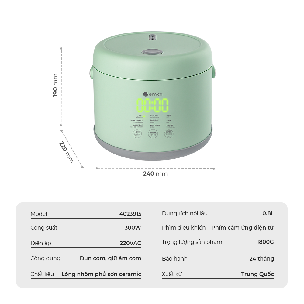 Nồi cơm điện tử Elmich 0.8L RCE-3915 | Shopee Việt Nam