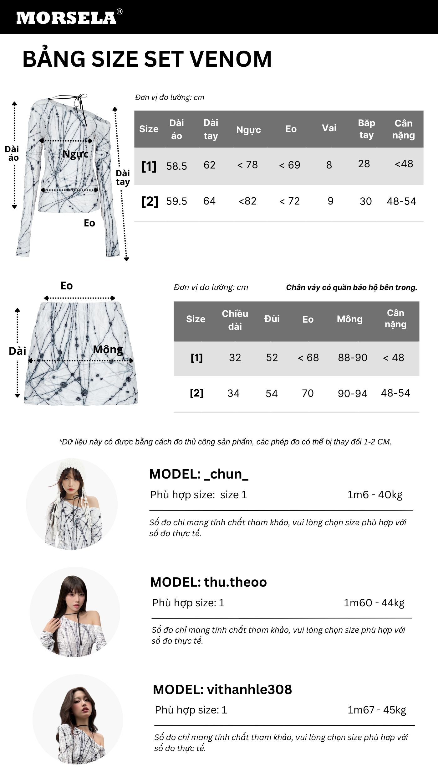 MORSELA chính hãng - Set váy kèm áo croptop nữ tay dài kiểu trễ vai VENOM họa tiết kẻ sọc phong ...