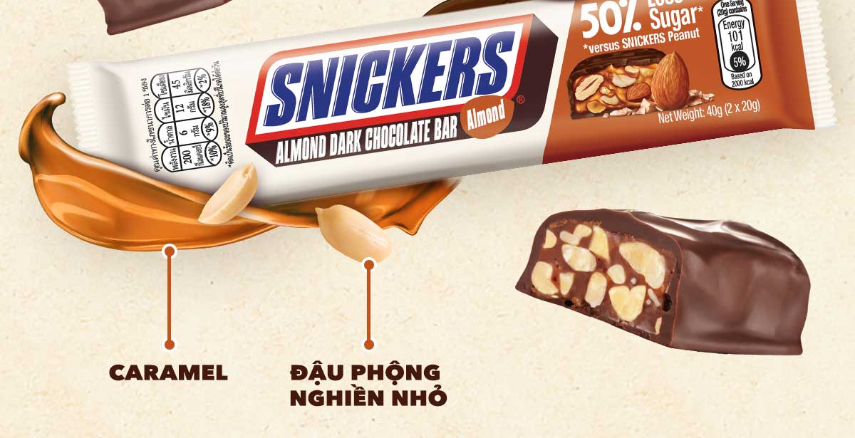 Combo 6 Kẹo Sô Cô La Snickers Hạnh nhân Giảm đường thanh 40g | Shopee Việt Nam