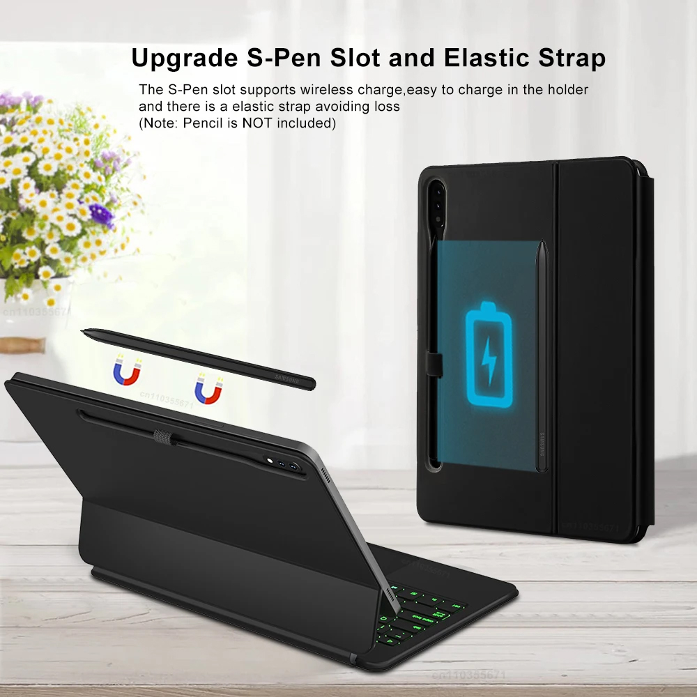 Bàn phím Bluetooth,có đèn led Galaxy Tab S10+/S10Fe/S9/S9+/S9Fe/S8/S7/S9+/S8+/S7+/S7FE/S9 Ultra ...