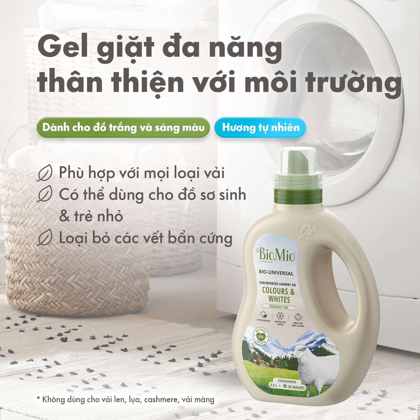 Nước giặt xả quần áo hữu cơ sinh học BioMio BIO-UNIVERSAL gel đậm đặc ...