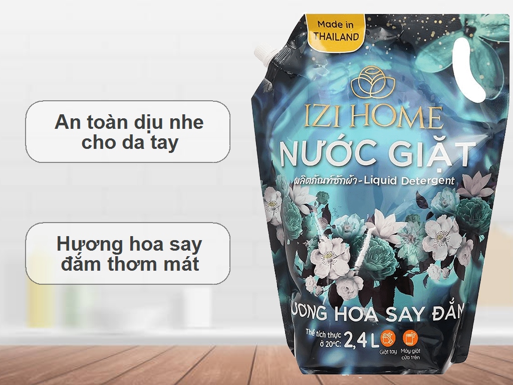 Nước Giặt / Nước Xả Vải IZI HOME Hương Hoa Dịu Nhẹ Túi 2.4kg | Shopee Việt Nam