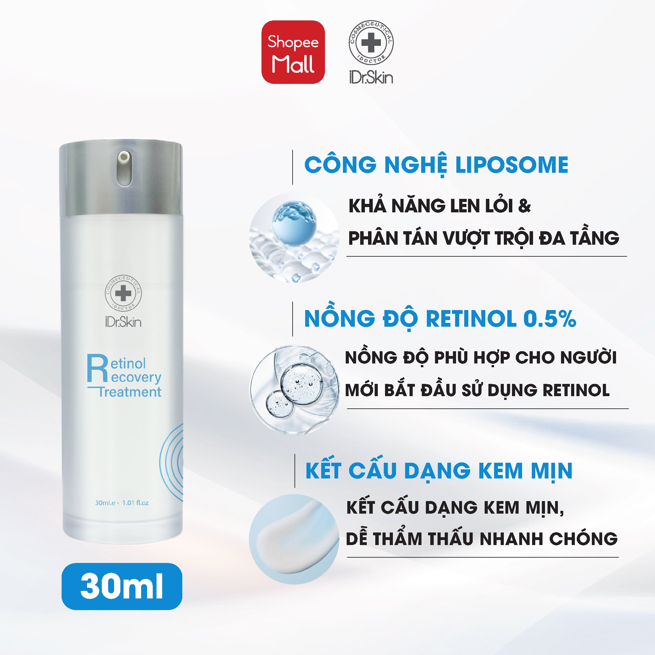 [iDr.Skin Chính Hãng] Kem dưỡng Retinol Recovery Treatment iDr.Skin cải ...