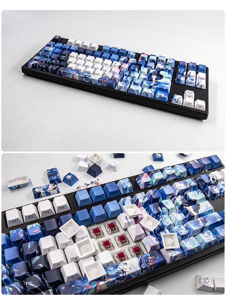 Keycap Genshin Impact Furina Focalors thick PBT xuyên led in dyesub 5 ...