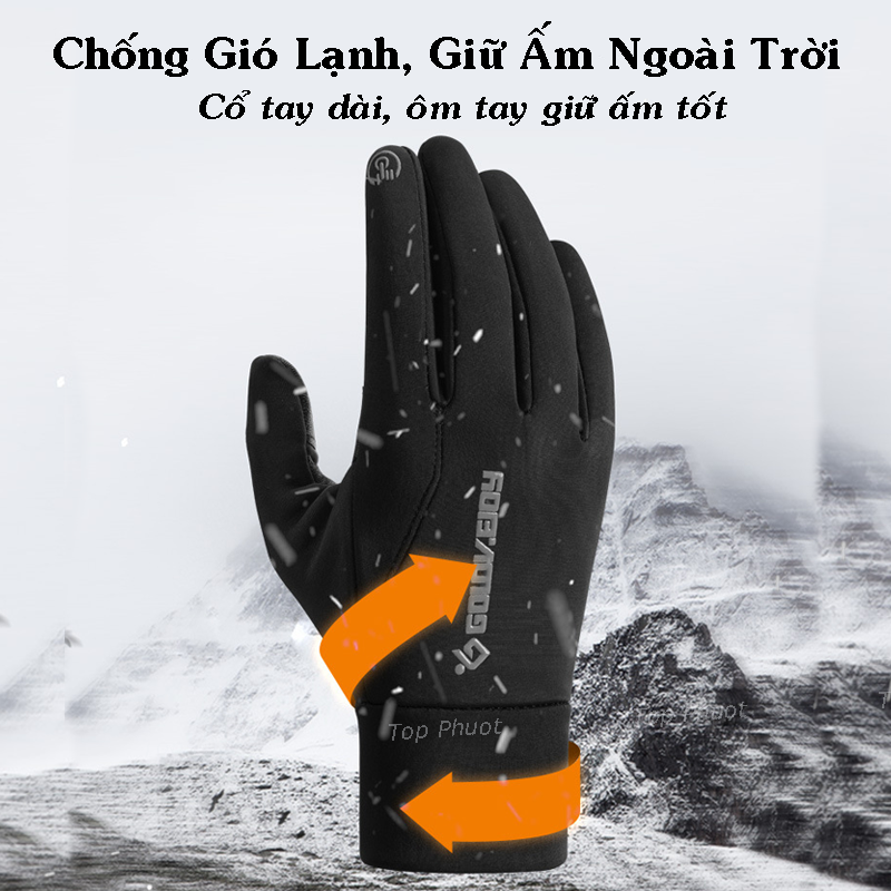 Găng tay xe máy mùa đông chống nước giữ ấm, cảm ứng điện thoại ...