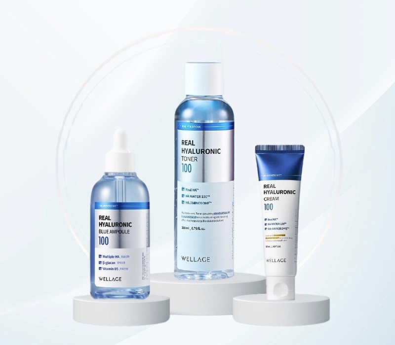 Combo 3 Bước Phục Hồi và Dưỡng Da Căng Bóng Wellage Real Hyaluronic ...