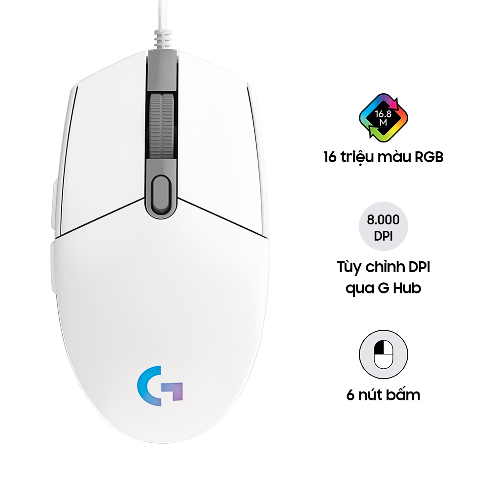 Chuột gaming Logitech G102 Gen2 Lightsync - 8000 DPI - LED RGB 16.8M ...
