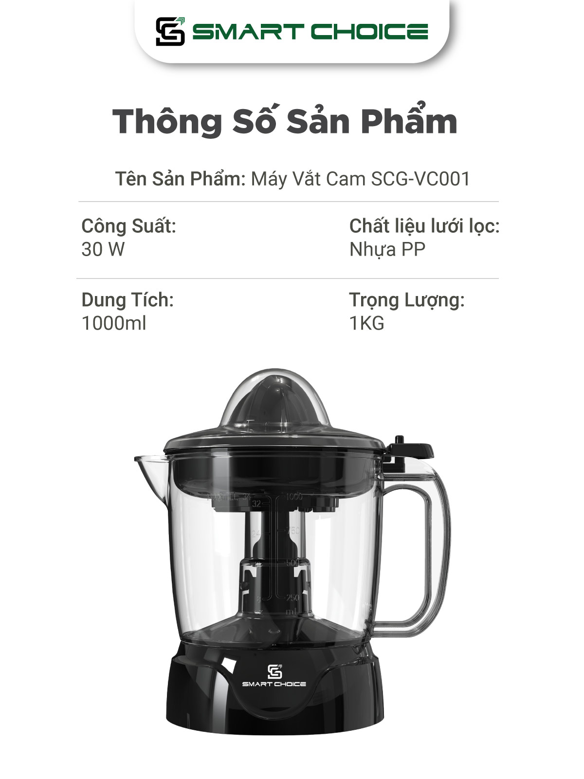 Máy Vắt Cam SmartChoice SCG-VC001 30W 1000ml, Máy Vắt Nước Cam Bằng ...