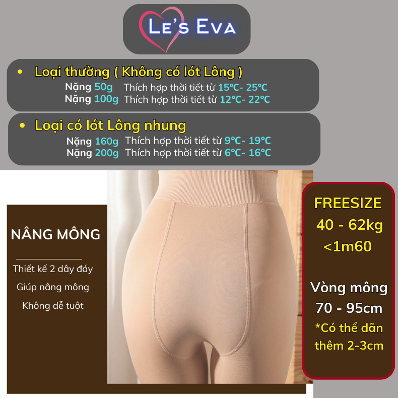 Quần tất Nữ LE'S EVA giữ nhiệt ấm áp che khuyết điểm siêu dai co giãn siêu ấm cạp cao định hình ...