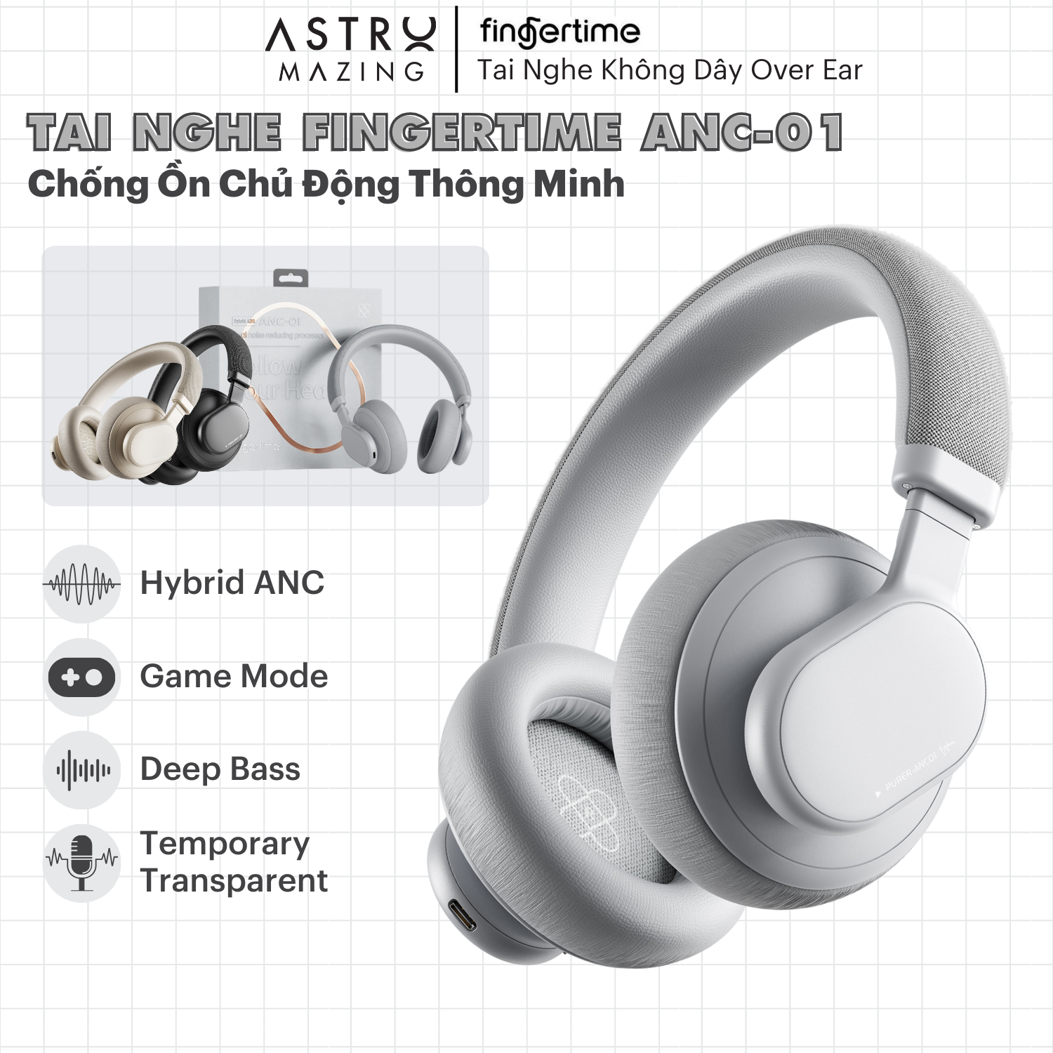 [Hybrid ANC] Tai nghe chống ồn bluetooth không dây thời trang ...