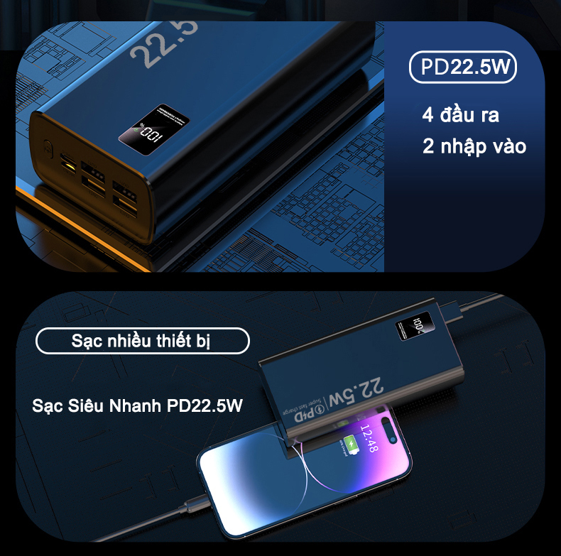 sạc dự phòng power bank pd22.5w tyzong pro k7 10000mah 30000mah 50000mah pin dự phòng màn hình ...