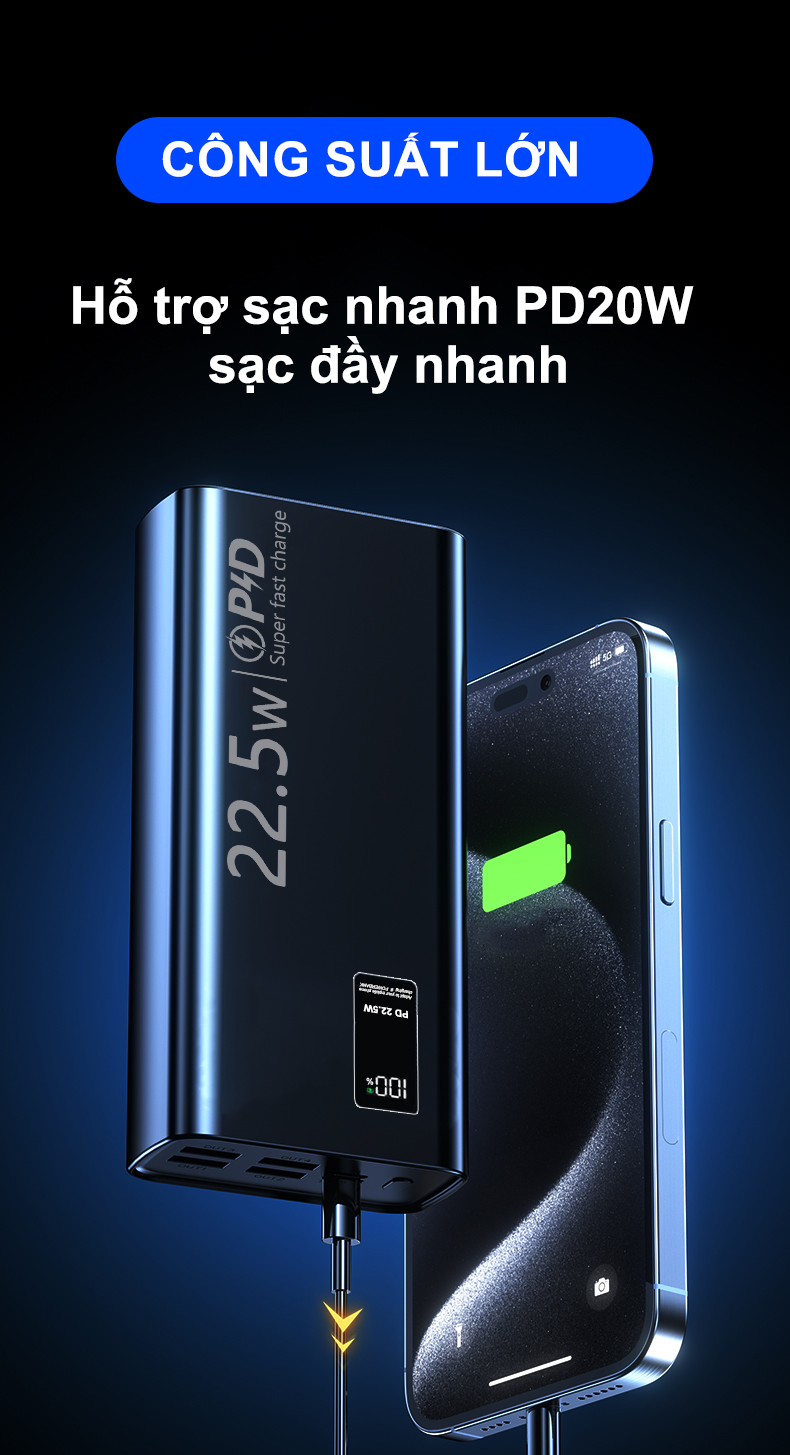 sạc dự phòng power bank pd22.5w tyzong pro k7 10000mah 30000mah 50000mah pin dự phòng màn hình ...