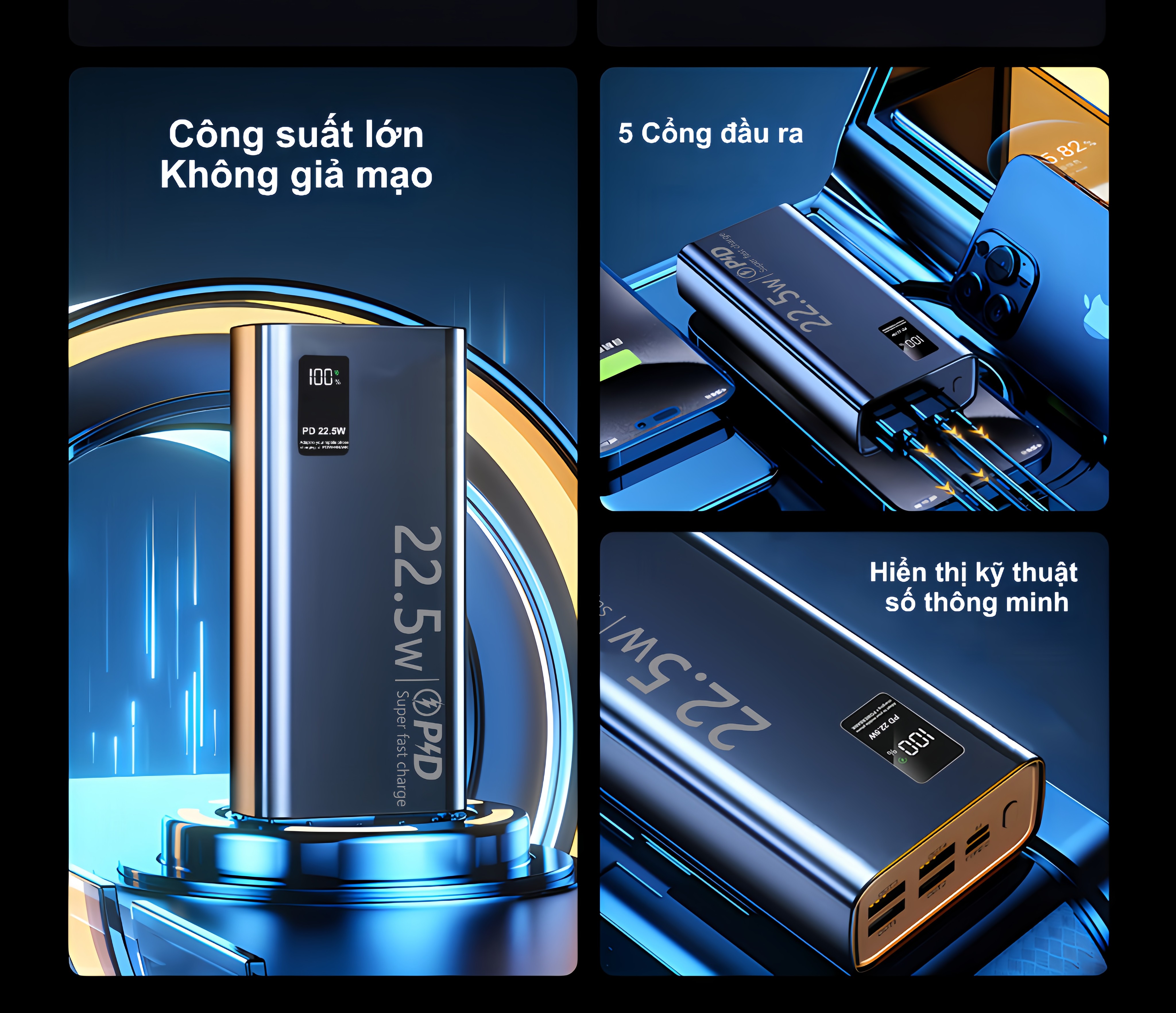 Sạc dự phòng Power bank TYZONG PRO K7 10000mah 30000mAh 50000mah pin dự ...