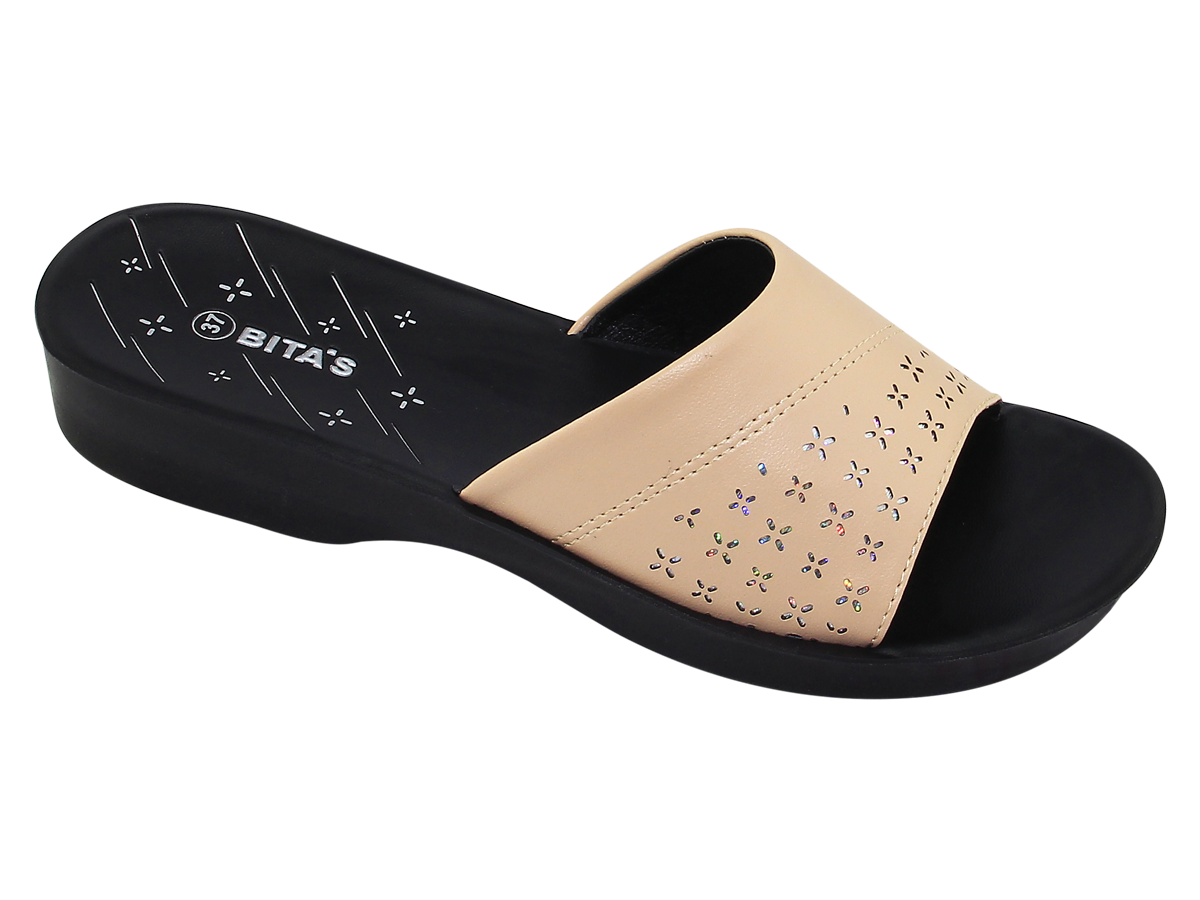 Dép quai ngang nữ Bita's DAN.114 (Đen + Kem + Vàng bò) | Shopee Việt Nam
