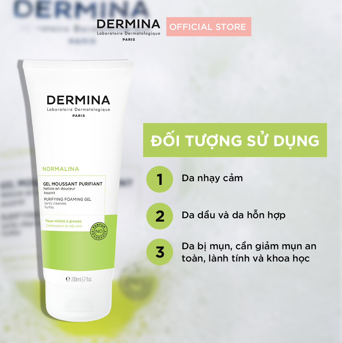 Gel Rửa Mặt Tạo Bọt Sạch Sâu Cho Da Dầu Nhạy Cảm Dermina Normalina ...