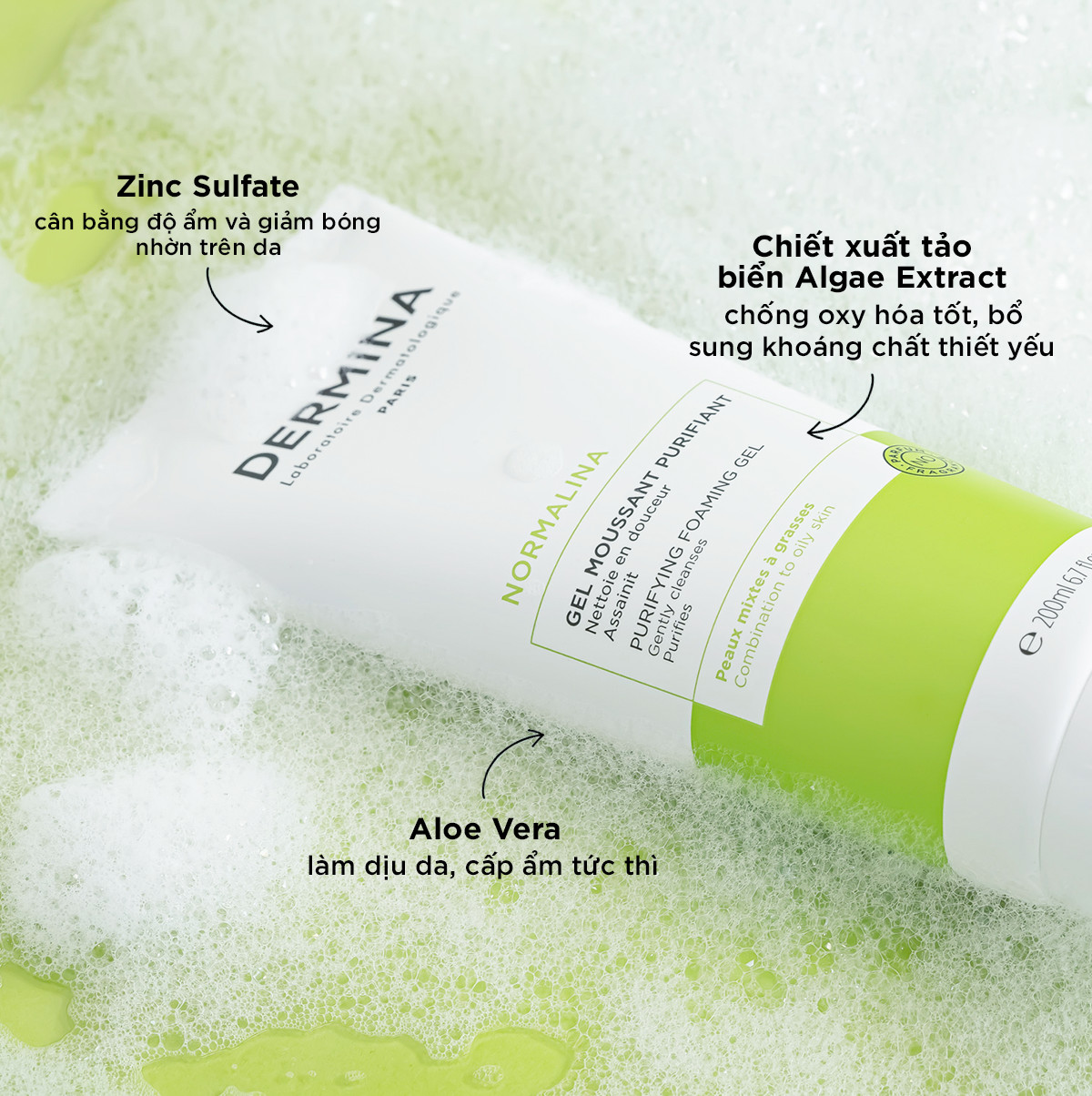 Gel Rửa Mặt Tạo Bọt Sạch Sâu Cho Da Dầu Nhạy Cảm Dermina Normalina ...