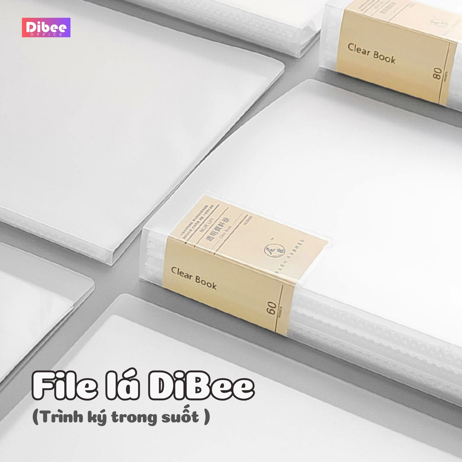 File đựng tài liệu trong suốt A4 DiBee, nhiều ngăn 20, 30, 40, 60, 80, 100 trang, file lá, tệp ...