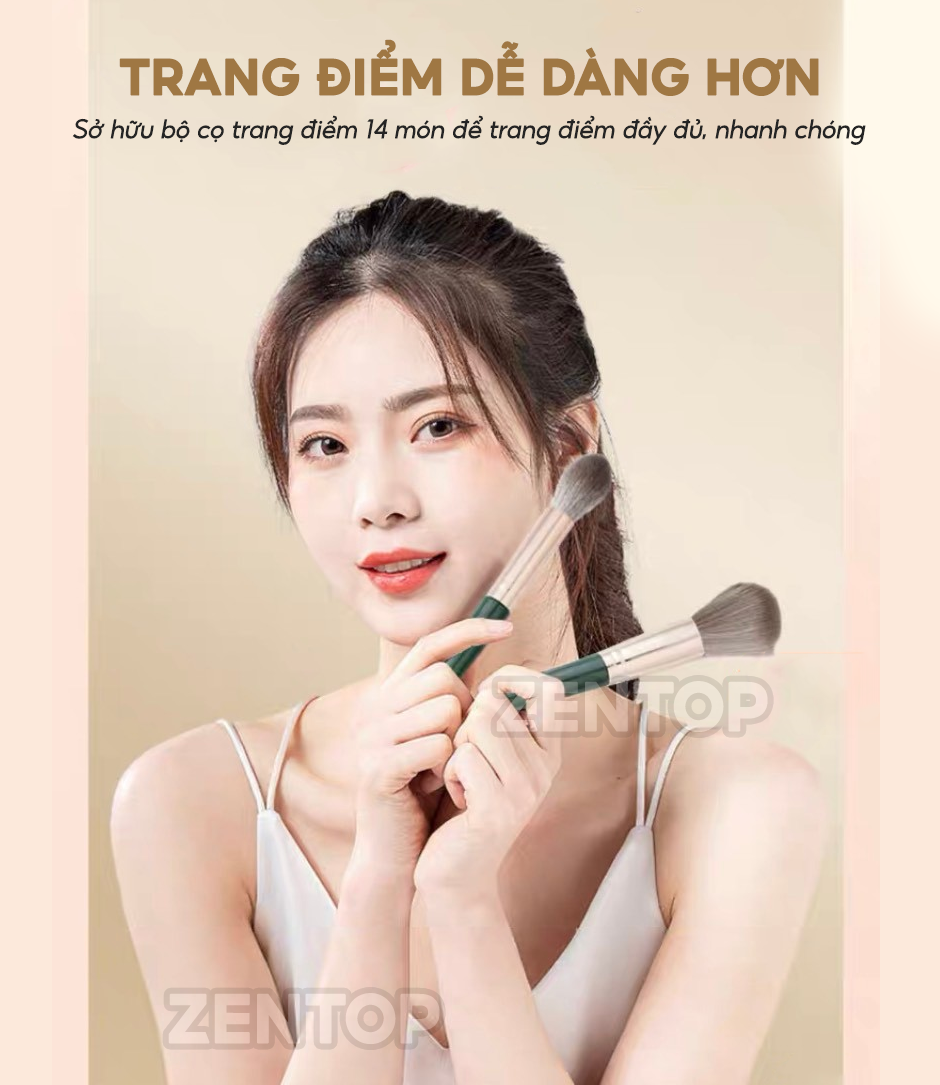 Bộ cọ trang điểm 14 cây CAO CẤP cọ lông mềm cọ đánh nền đánh phấn mắt ...
