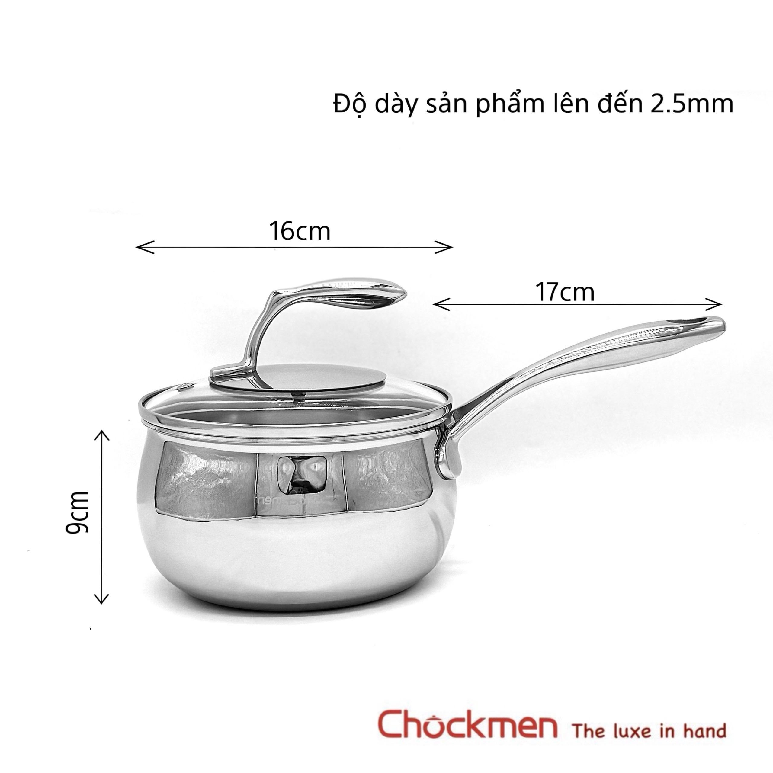 Quánh Nồi CHOCKMEN *PDEAMAI 16-20-26-28CM Inox 18/10 Nắp Kính Quánh Nồi Nấu Mì Nấu Sốt Nấu Đồ Ăn ...