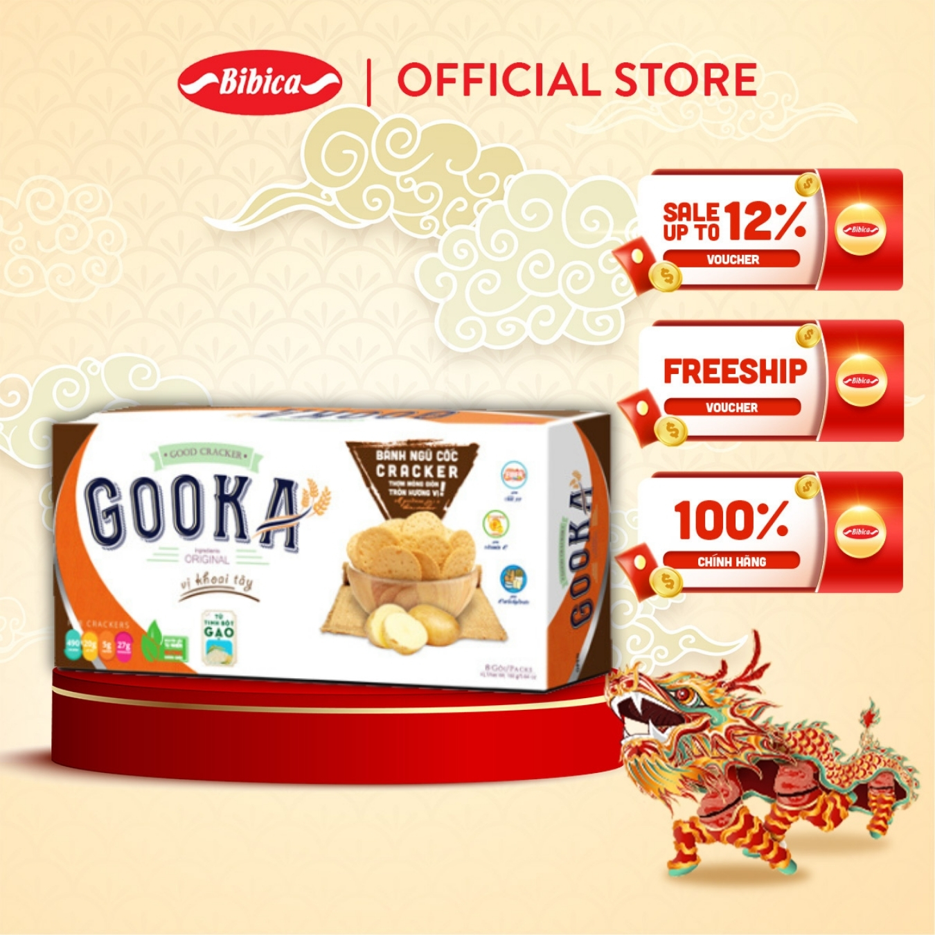 Bánh Gooka Cracker Ngũ Cốc Khoai Tây Bibica 160g | Shopee Việt Nam