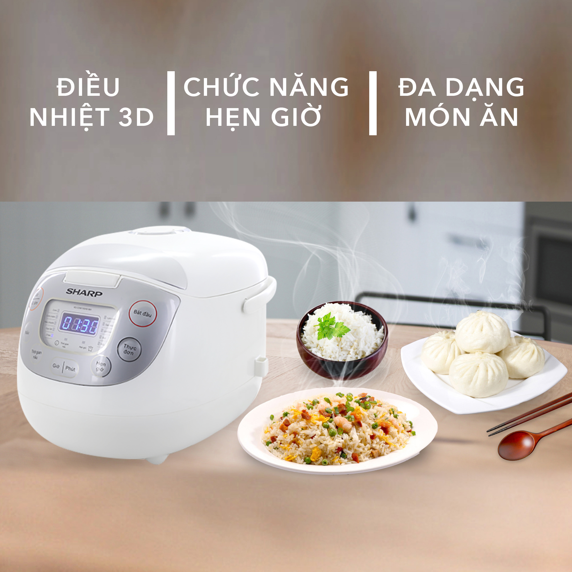 Nồi cơm điện tử Sharp 1.8 lít KS-COM195HV-WH - Hàng chính hãng - Thiết ...