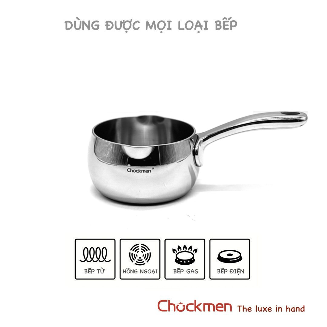 Quánh CHOCKMEN 8-10-12-14CM Inox 18/10 Siêu Dày Đa Năng Nồi Mini Quánh Bột Ăn Dặm Dùng Mọi Loại ...