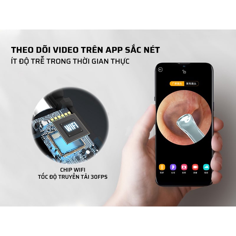 Dụng cụ lấy ráy tai camera nội soi đa năng NE3 Pro full HD 1080P pin ...
