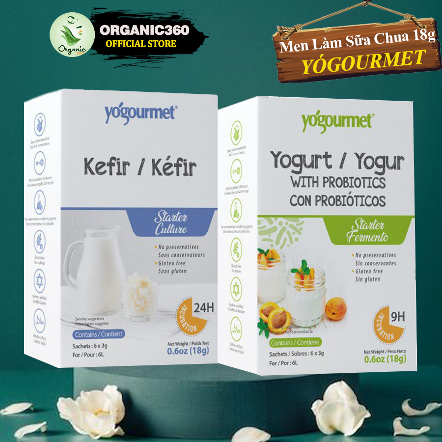 Men Làm Sữa Chua Kefir Probiotics YOGOURMET Yogurt Starter 18g (Hộp 6 ...