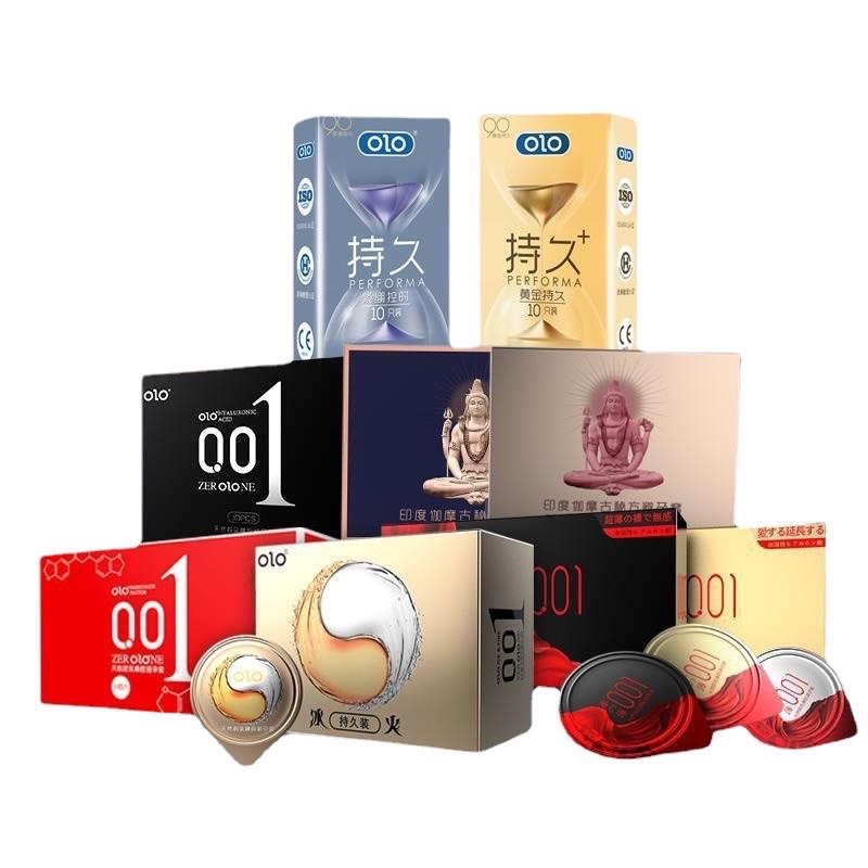 Mix 6 loại bao cao su 0.01 OLOL siêu mỏng, có gai, kéo dài thời gian, truyền nhiệt, nhiều gel ...