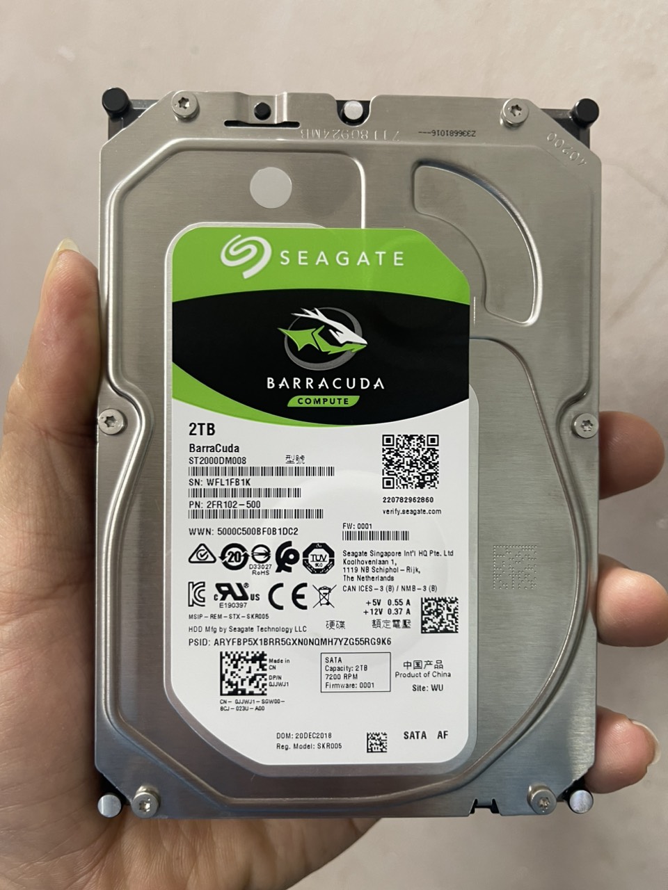 Ổ Cứng HDD Seagate BarraCuda 2TB, 3.5 inch - Vòng quay 7200rpm, Sản phẩm tháo máy, Bảo hành lên ...