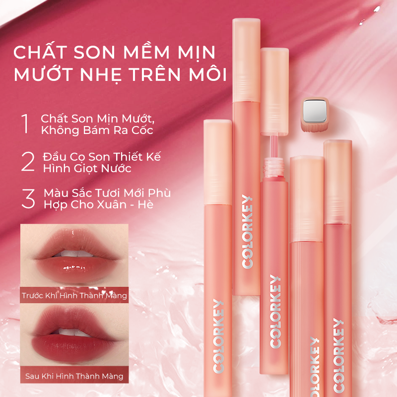 Son COLORKEY Watery Tint Bền Màu Lâu Trôi, Không Dính Cốc, Siêu Mịn Môi ...